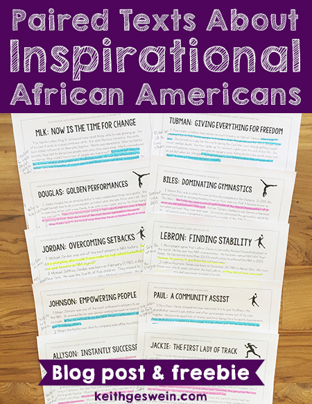 Paired texts about inspirational African Americans – KEITH GESWEIN
